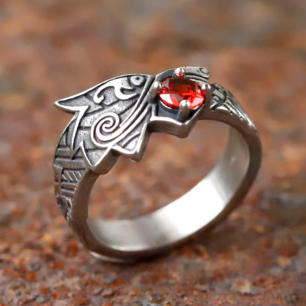 Red-Eyed Viking Dragon Ring – Taraiga